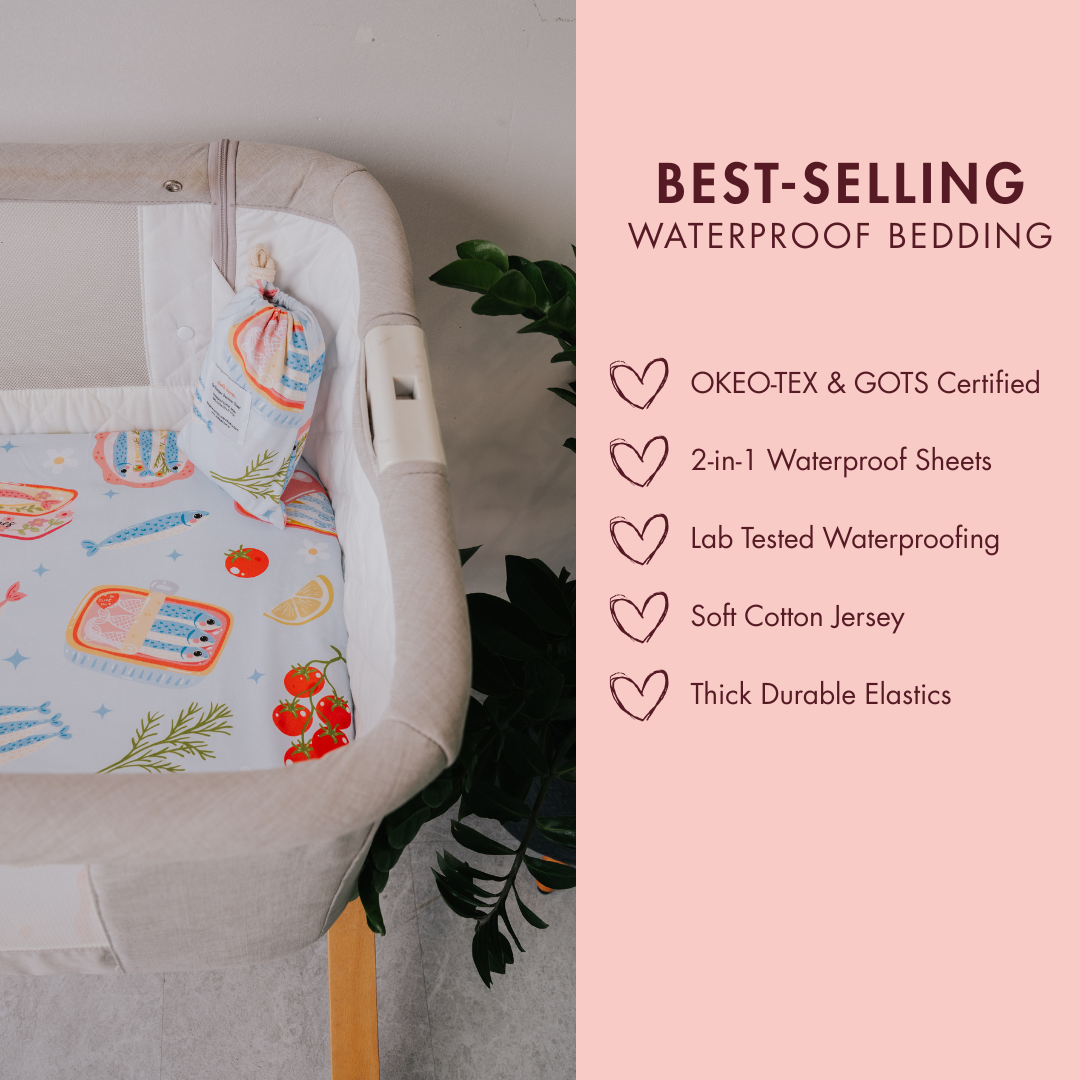 Waterproof Cot & Bassinet Sheets by Cloth Bums