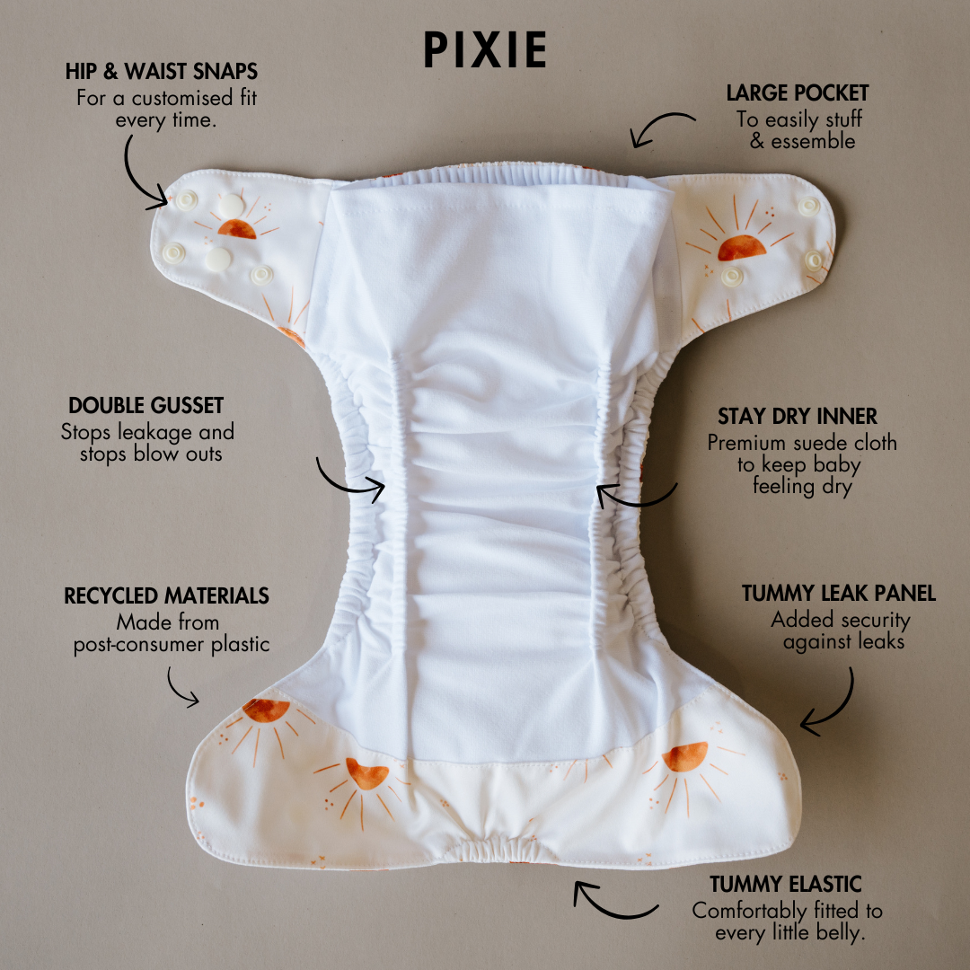 PIXIE One Size Fits Most Cloth Nappy - Shell Seeker – Cloth Bums