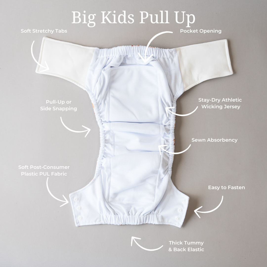 Cloth Bums Reusable Pull Up Nappy | Big Kids 3 to 10 Years